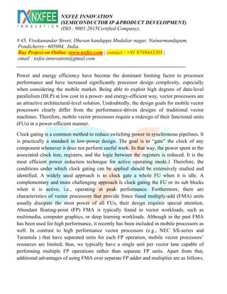 Vector processing aware advanced clock-gating techniques for low-power fused multiply-add | PDF