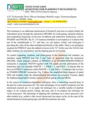 Vector processing aware advanced clock-gating techniques for low-power fused multiply-add | PDF