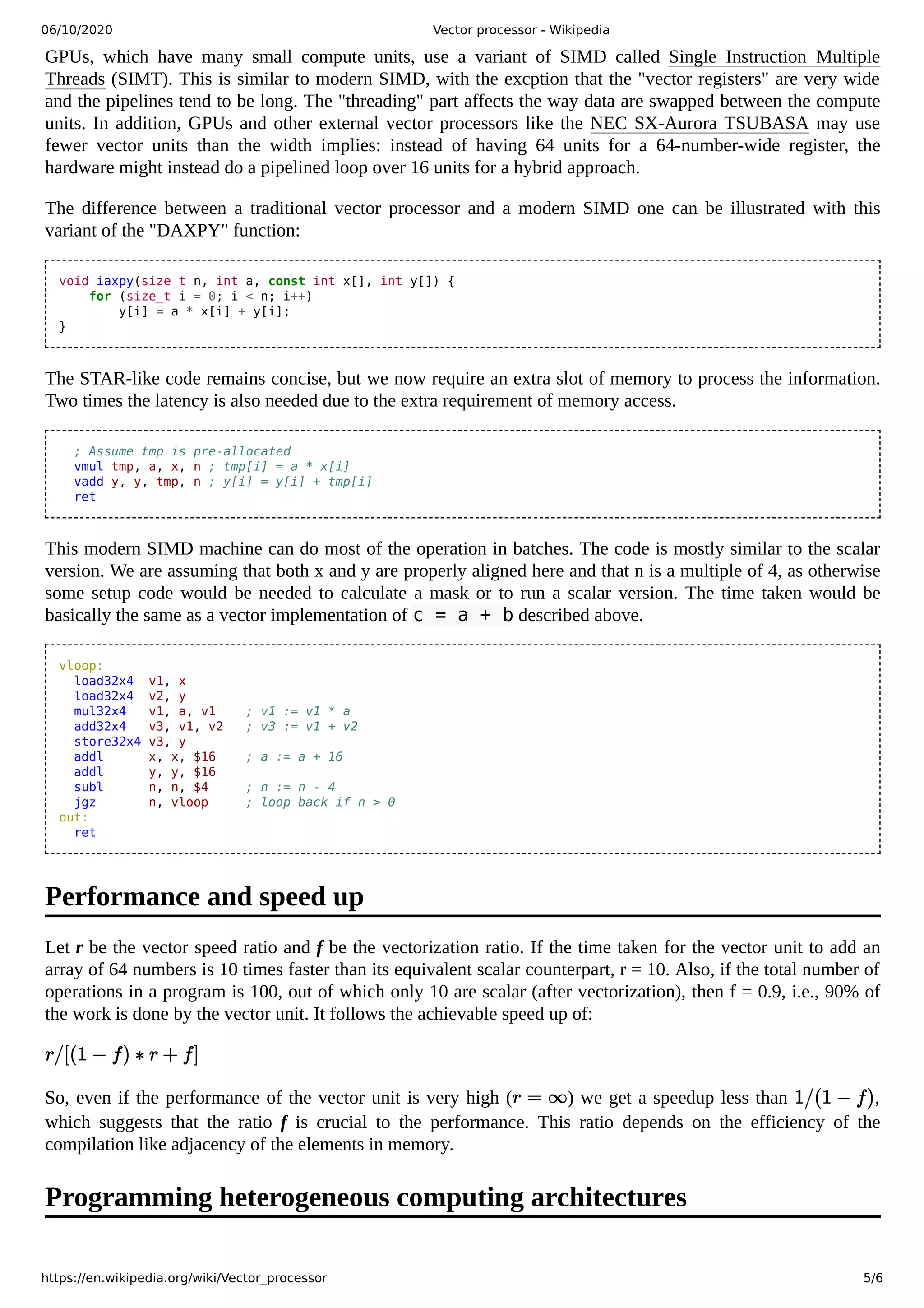 Vector processor : Notes | PDF