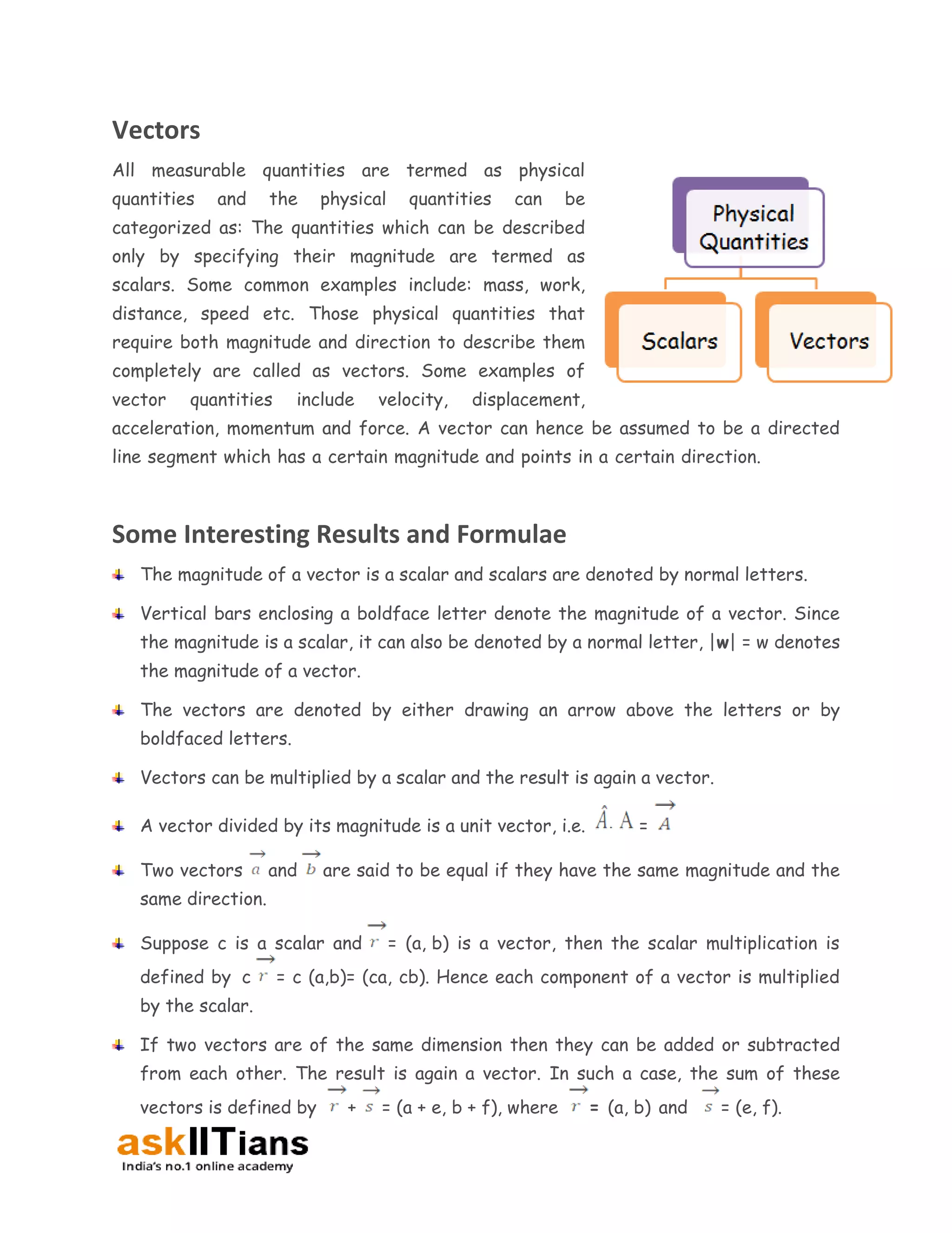 Vectors Preparation Tips for IIT JEE | askIITians | PDF