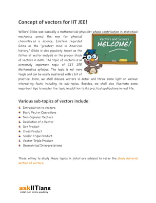 Vectors Preparation Tips for IIT JEE | askIITians | PDF