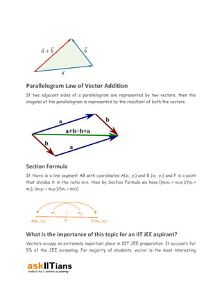 Vectors Preparation Tips for IIT JEE | askIITians | PDF