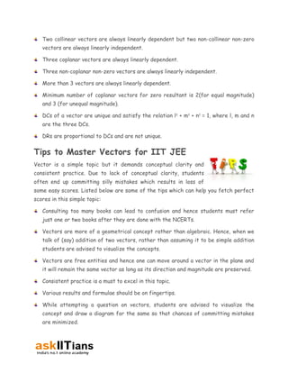 Vectors Preparation Tips for IIT JEE | askIITians | PDF
