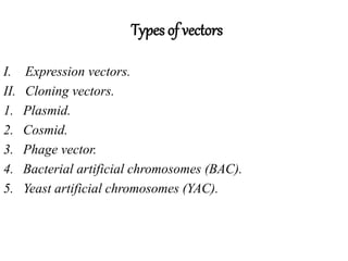 Vectors in Recombenant DNA technology | PPTX