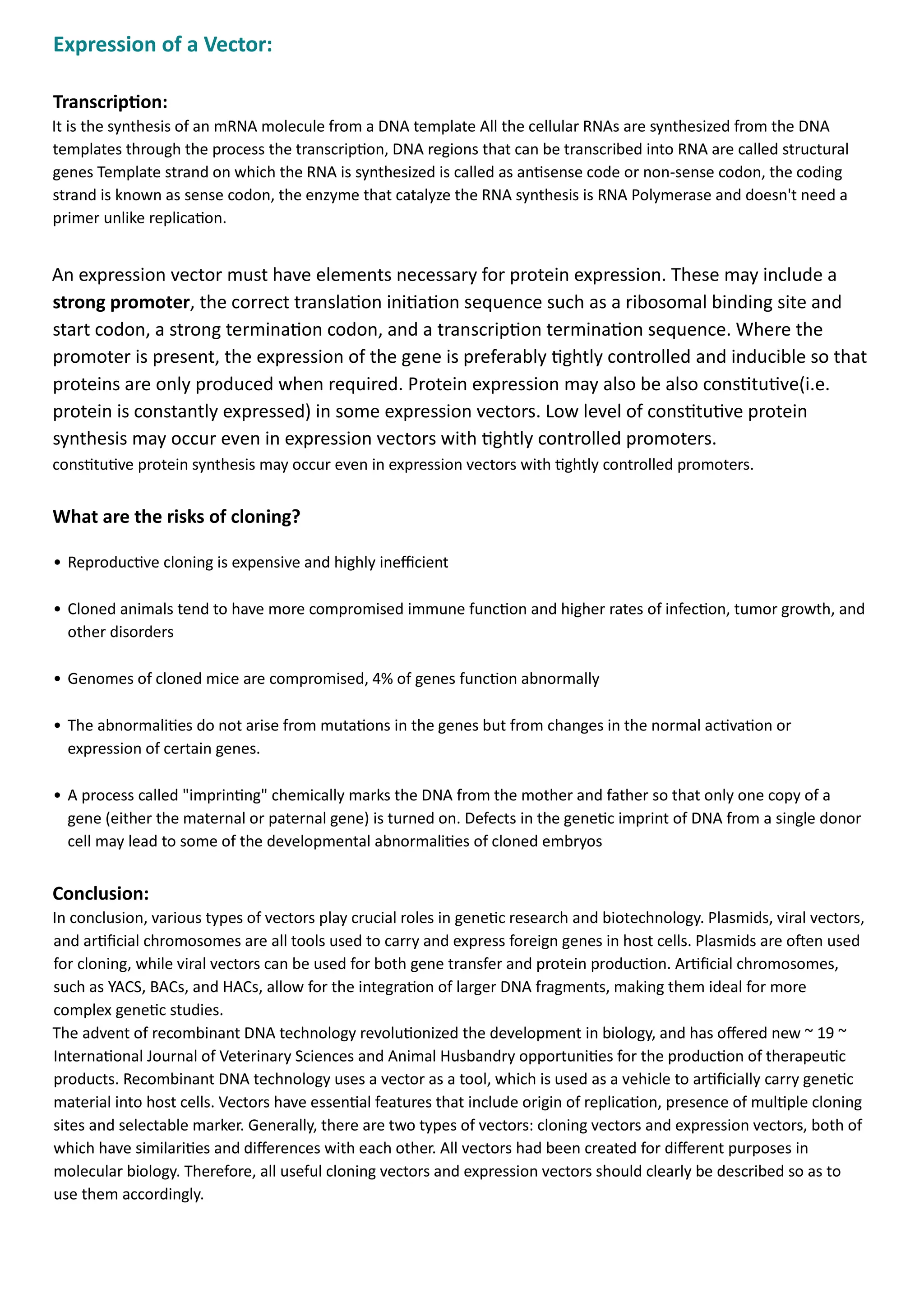 Vectors in Biology: Types, Roles, and Significance in Gene Cloning | PDF
