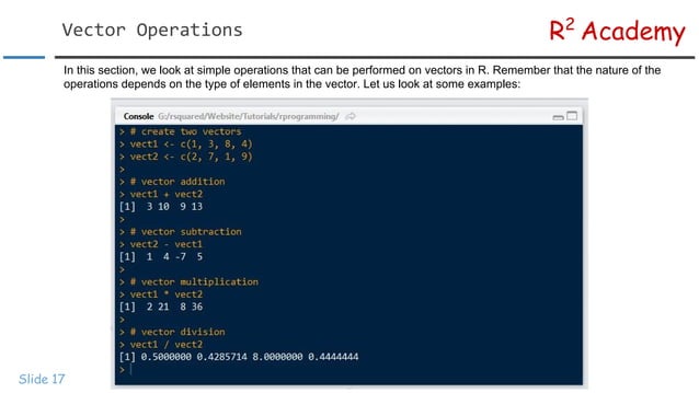 R Programming: Introduction to Vectors | PDF