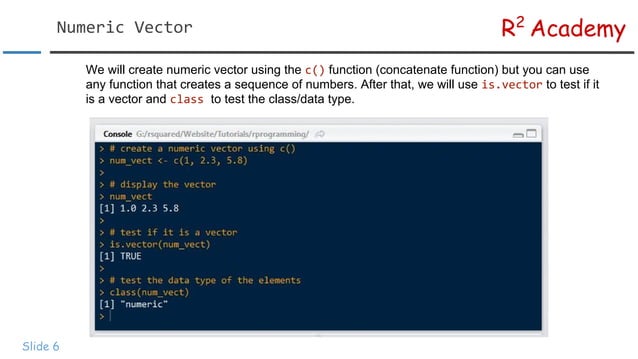 R Programming: Introduction to Vectors | PDF