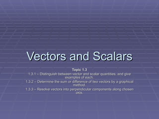 Vectors And Scalars And Kinematics | PPT