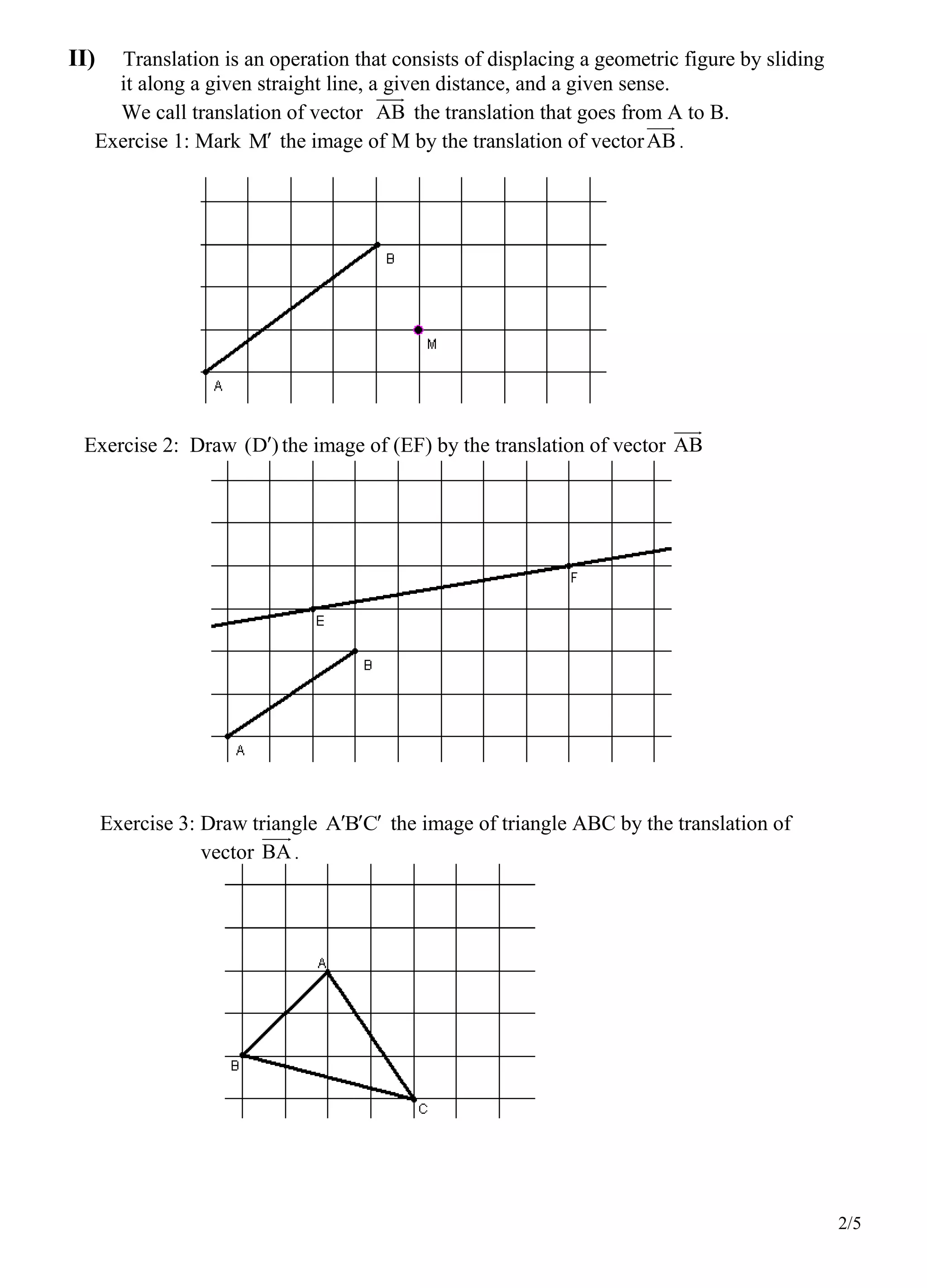 Vectors and translations worksheet | DOCX