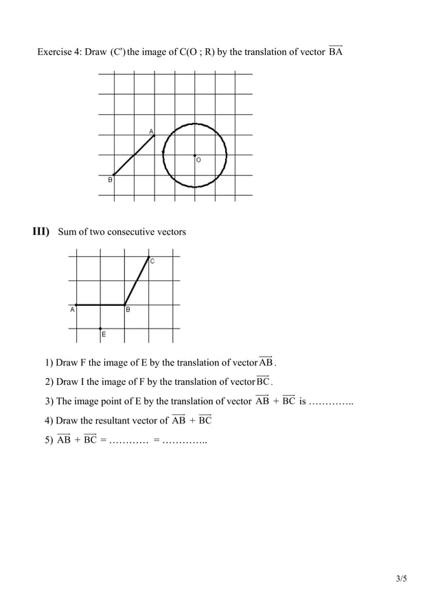 Vectors and translations worksheet | DOCX