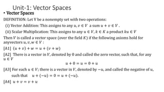 Definition Vector space | PPT
