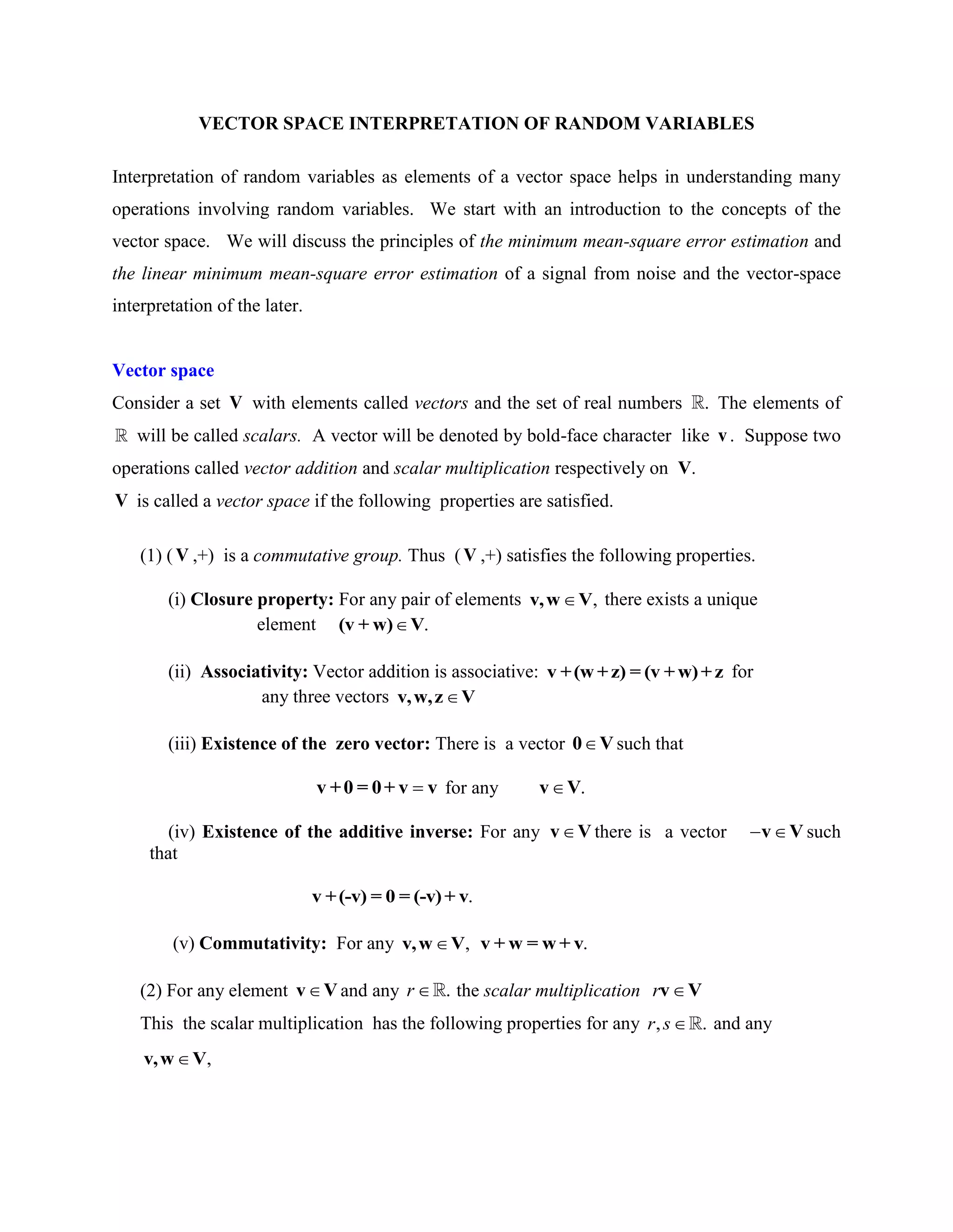 Vector space interpretation_of_random_variables | PDF | Programming Languages | Computing