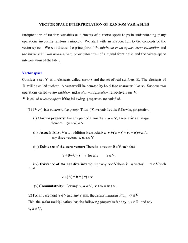 Vector space interpretation_of_random_variables | PDF | Programming Languages | Computing
