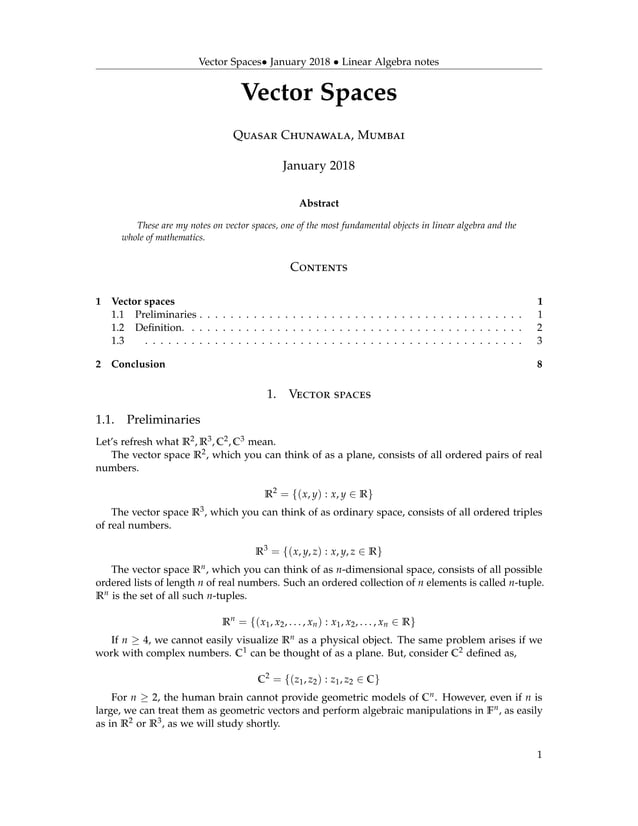 Vector spaces | PDF | Programming Languages | Computing
