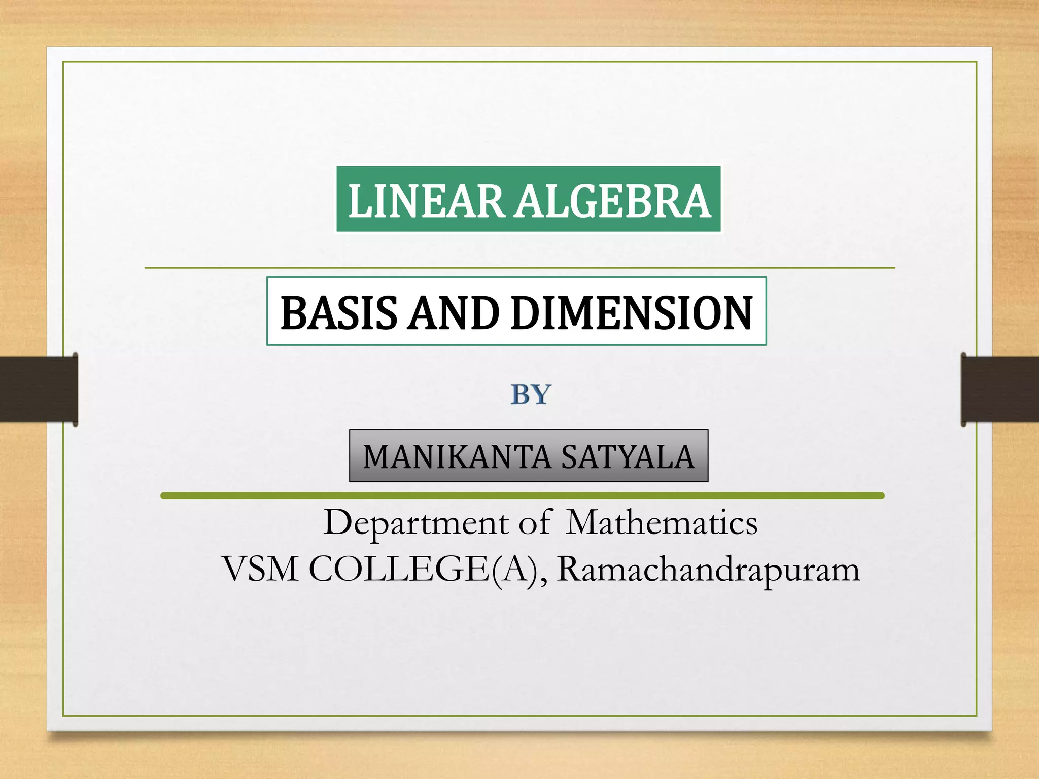 Linear algebra-Basis & Dimension | PDF