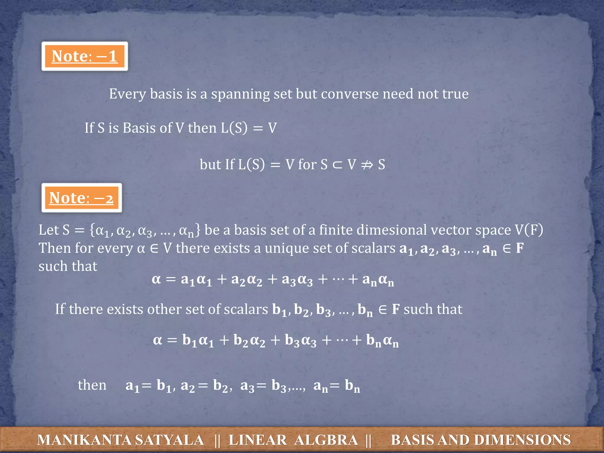 Linear algebra-Basis & Dimension | PDF