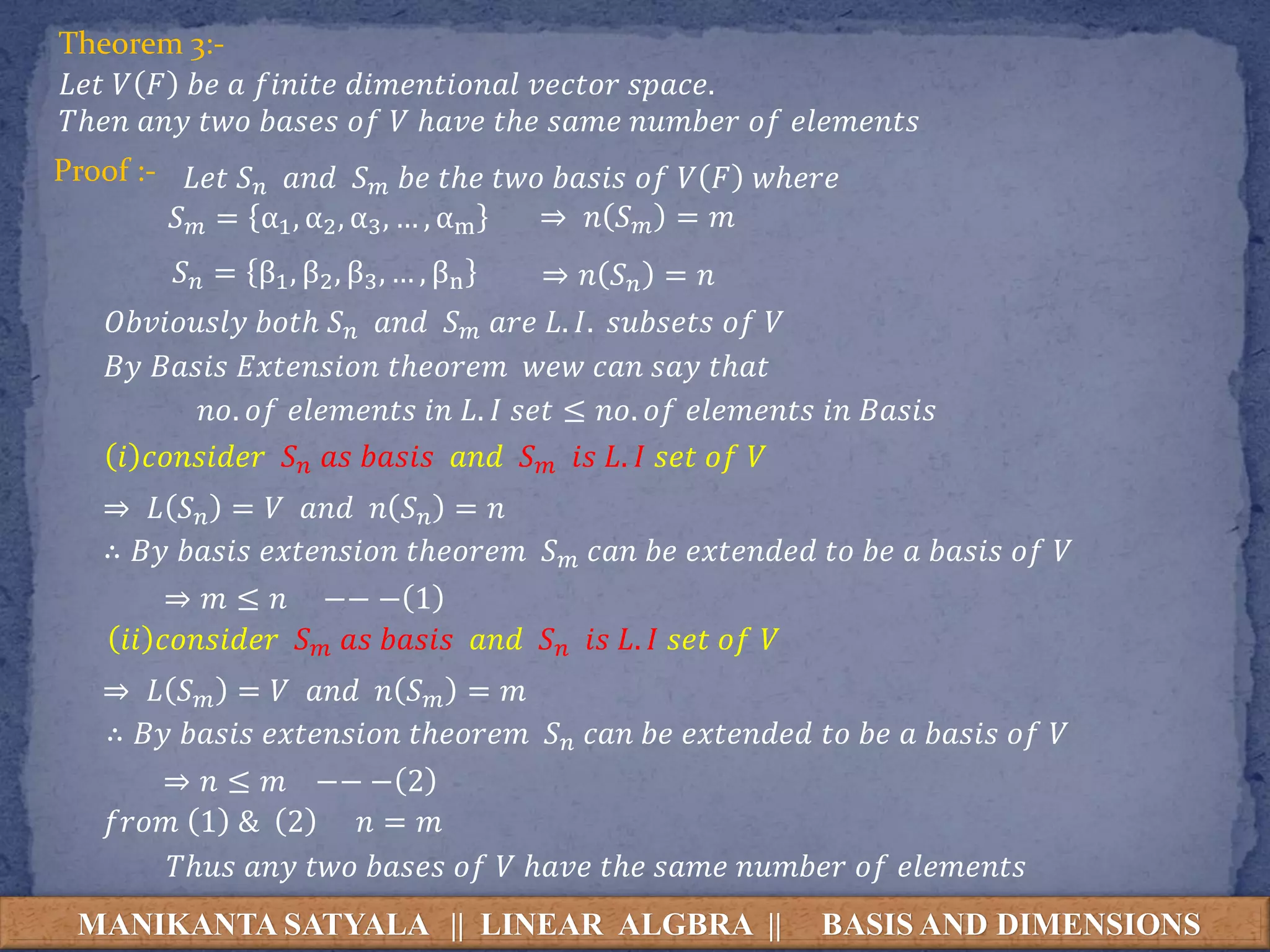 Linear algebra-Basis & Dimension | PDF