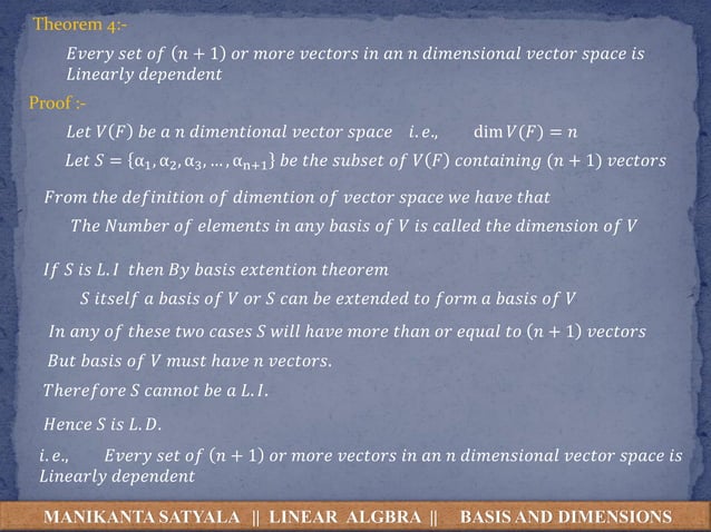 Linear algebra-Basis & Dimension | PDF | Physics | Science