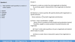 Vectors Unit Assignment- Calculus and Vector - VHS - MCV4U | PPTX