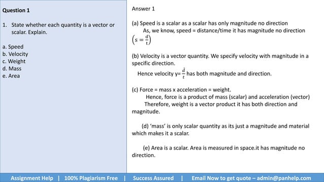 Vectors Unit Assignment- Calculus and Vector - VHS - MCV4U | PPTX
