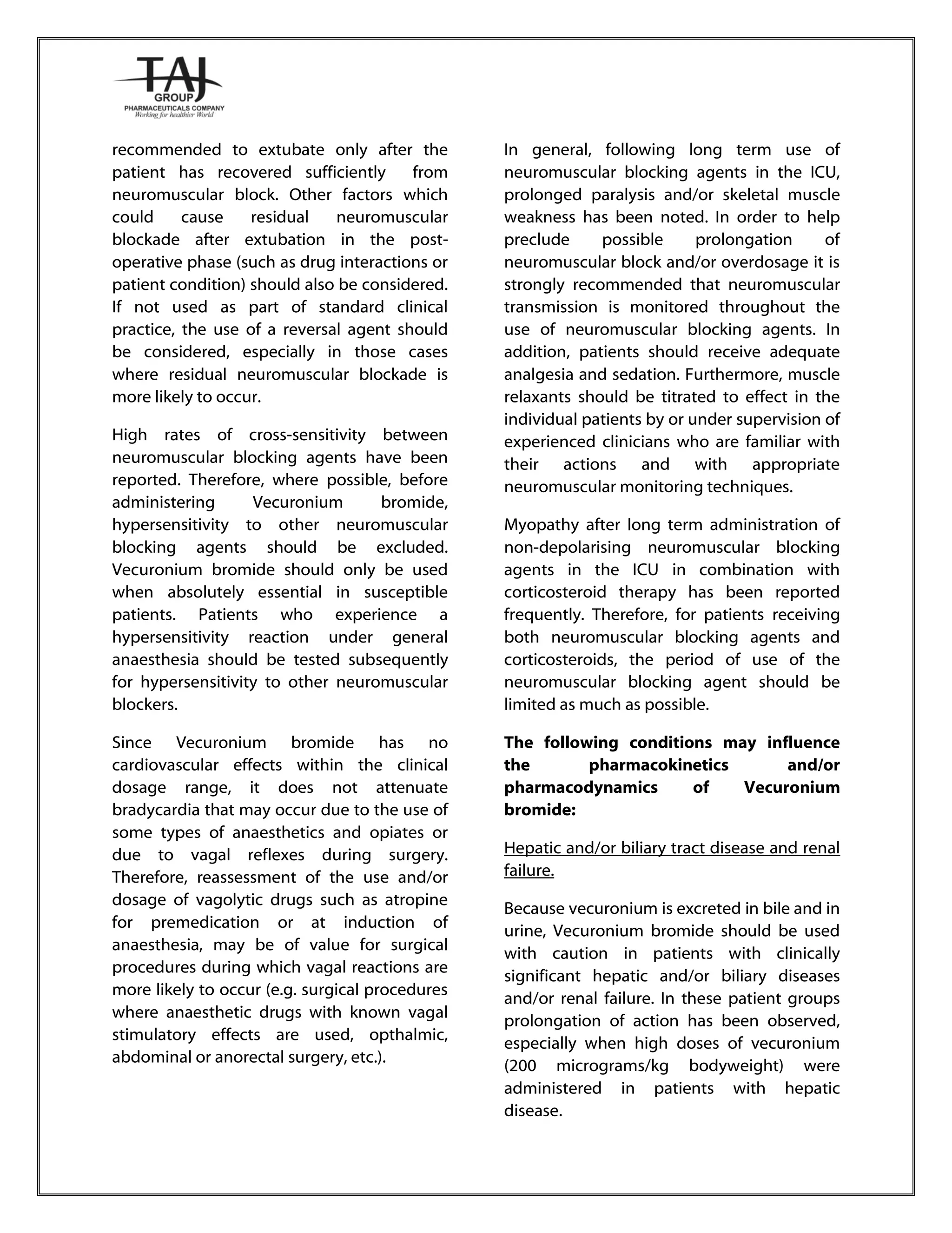 Vecuronium bromide 4mg, and 10mg powder for solution for injection SmPC ...