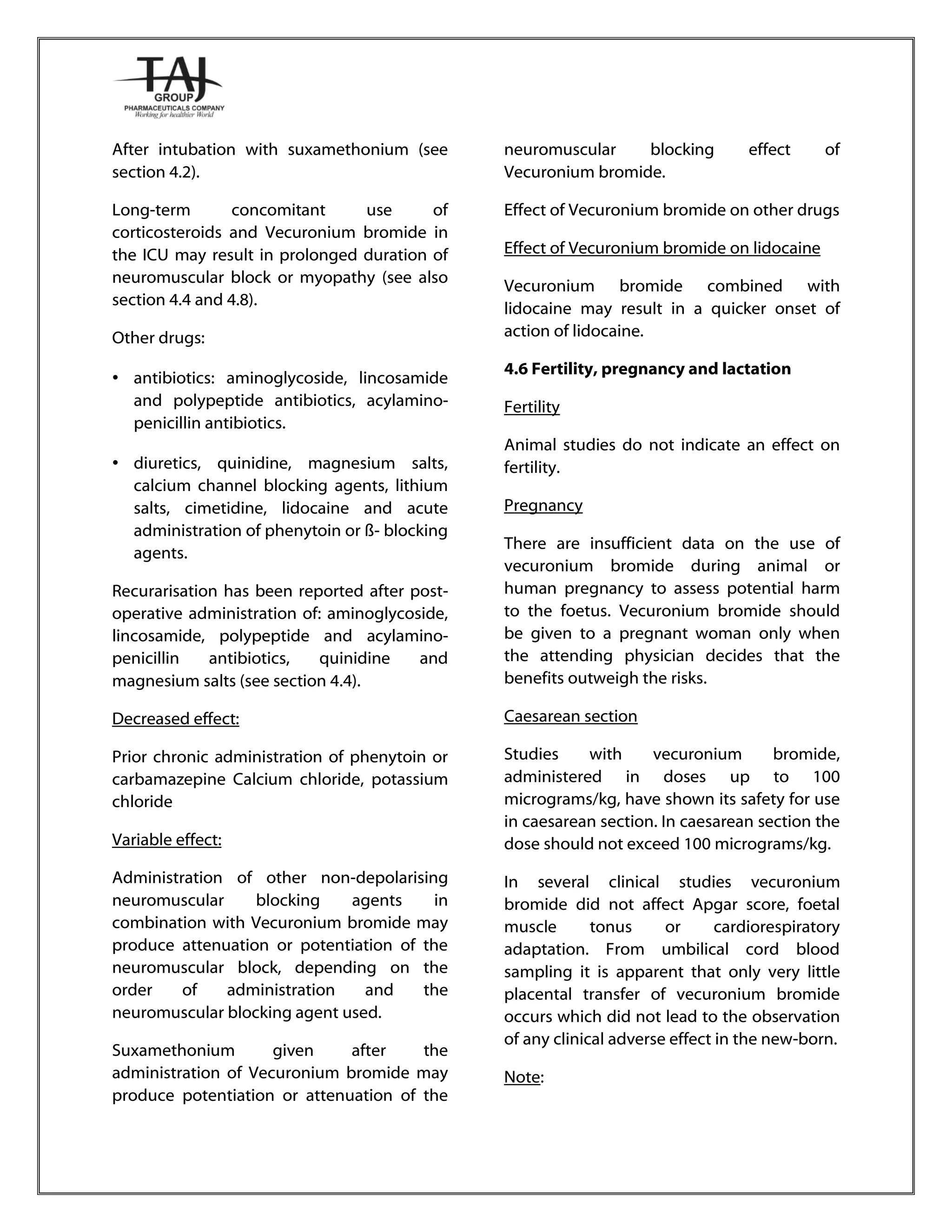Vecuronium bromide 4mg, and 10mg powder for solution for injection SmPC ...
