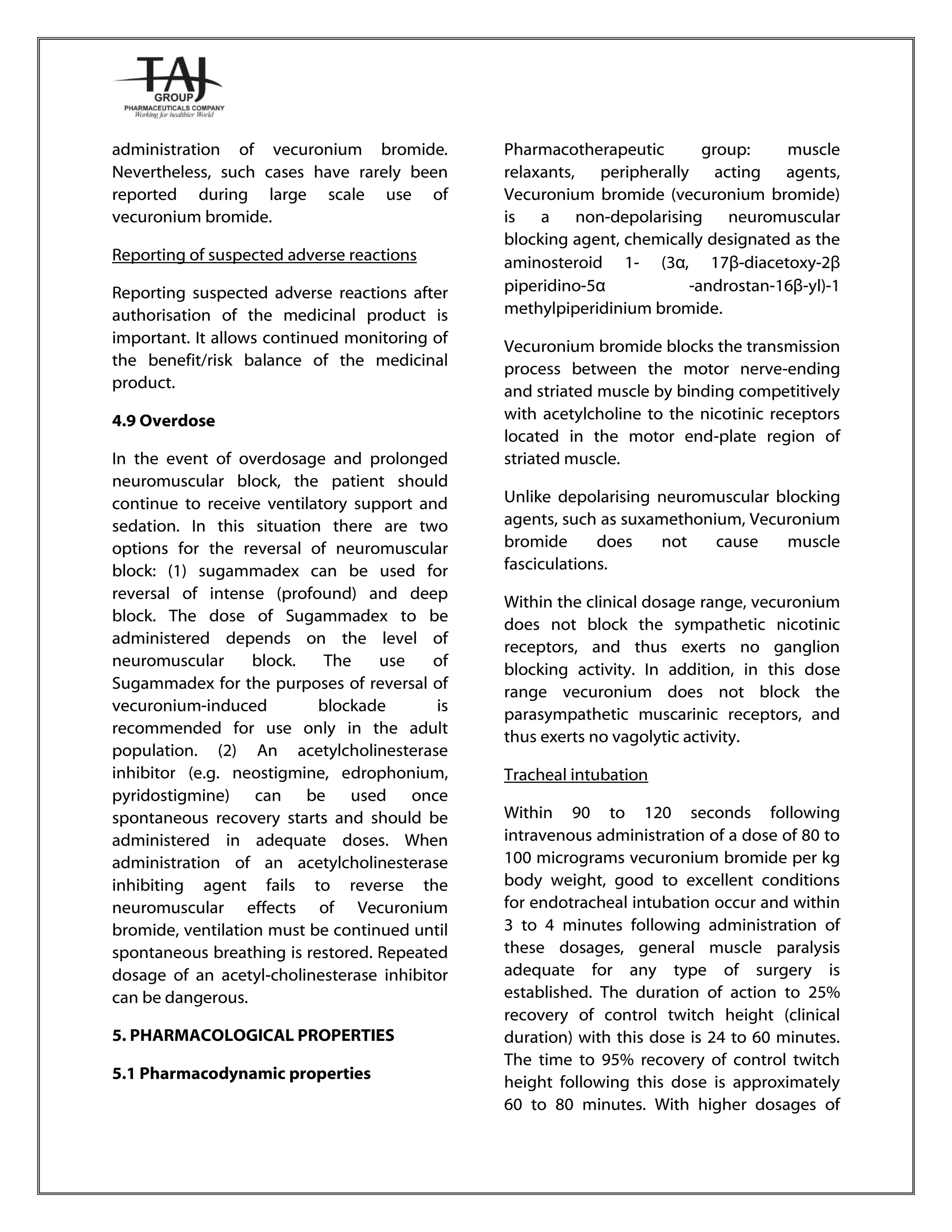 Vecuronium bromide 4mg, and 10mg powder for solution for injection SmPC ...
