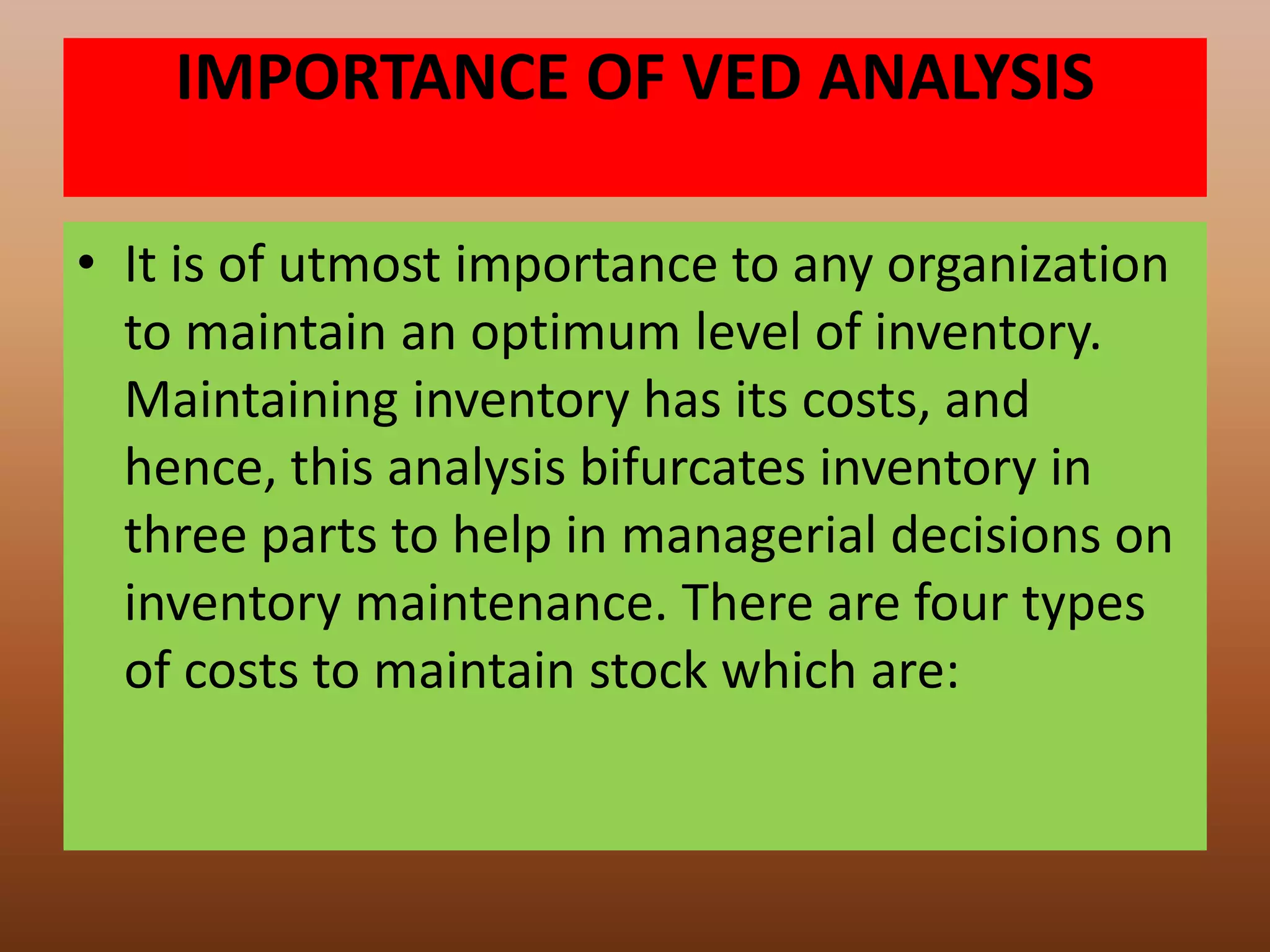 Unit-VII material management -VED analysis slide share | PPTX