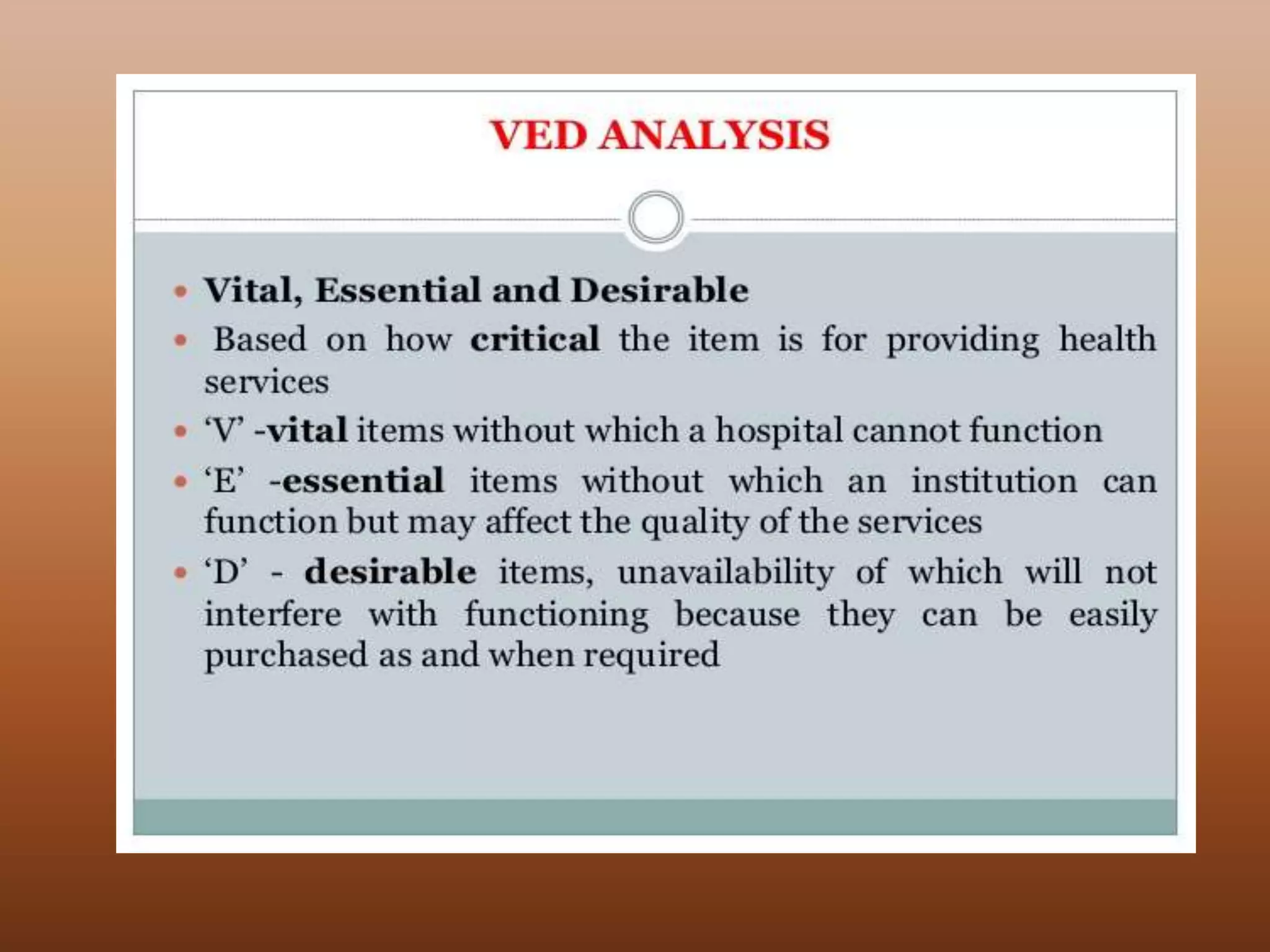Unit-VII material management -VED analysis slide share | PPTX