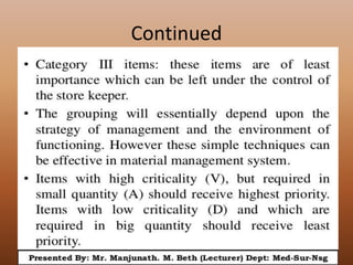 Unit-VII material management -VED analysis slide share | PPTX