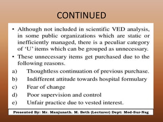 Unit-VII material management -VED analysis slide share | PPTX