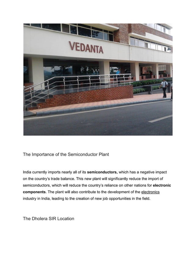 Vedanta-Foxconn to Construct First Semiconductor Factory in Dholera SIR, Gujarat ...
