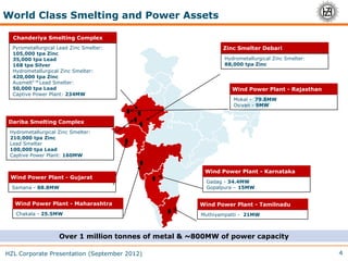 Vedantaindiaoperationssitevisit zincindiahzlpresentation-26sep2012 | PDF