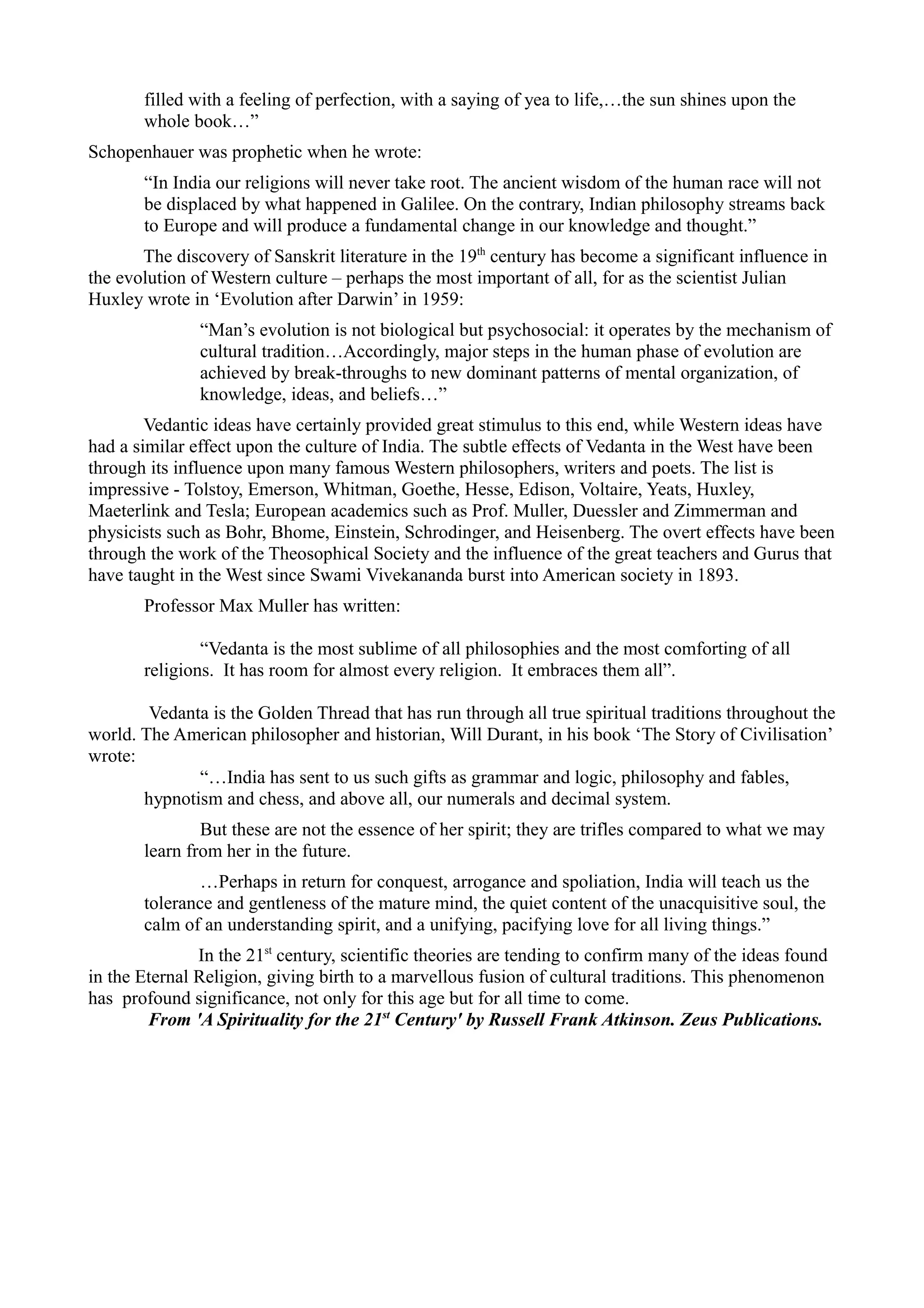 Vedanta in the west | DOC