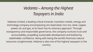 Vedanta’s Pivotal Role in India’s Growth with Record Vedanta Tax ...
