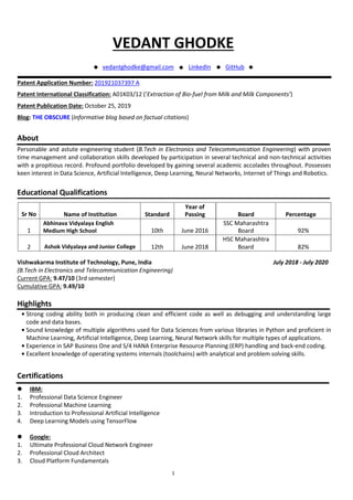 VEDANT GHODKE - RESUME | PDF | Cloud Computing | Internet
