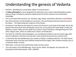 Vedas, Vedanta, Upanishads, Brahmsutras & Gita | PPTX