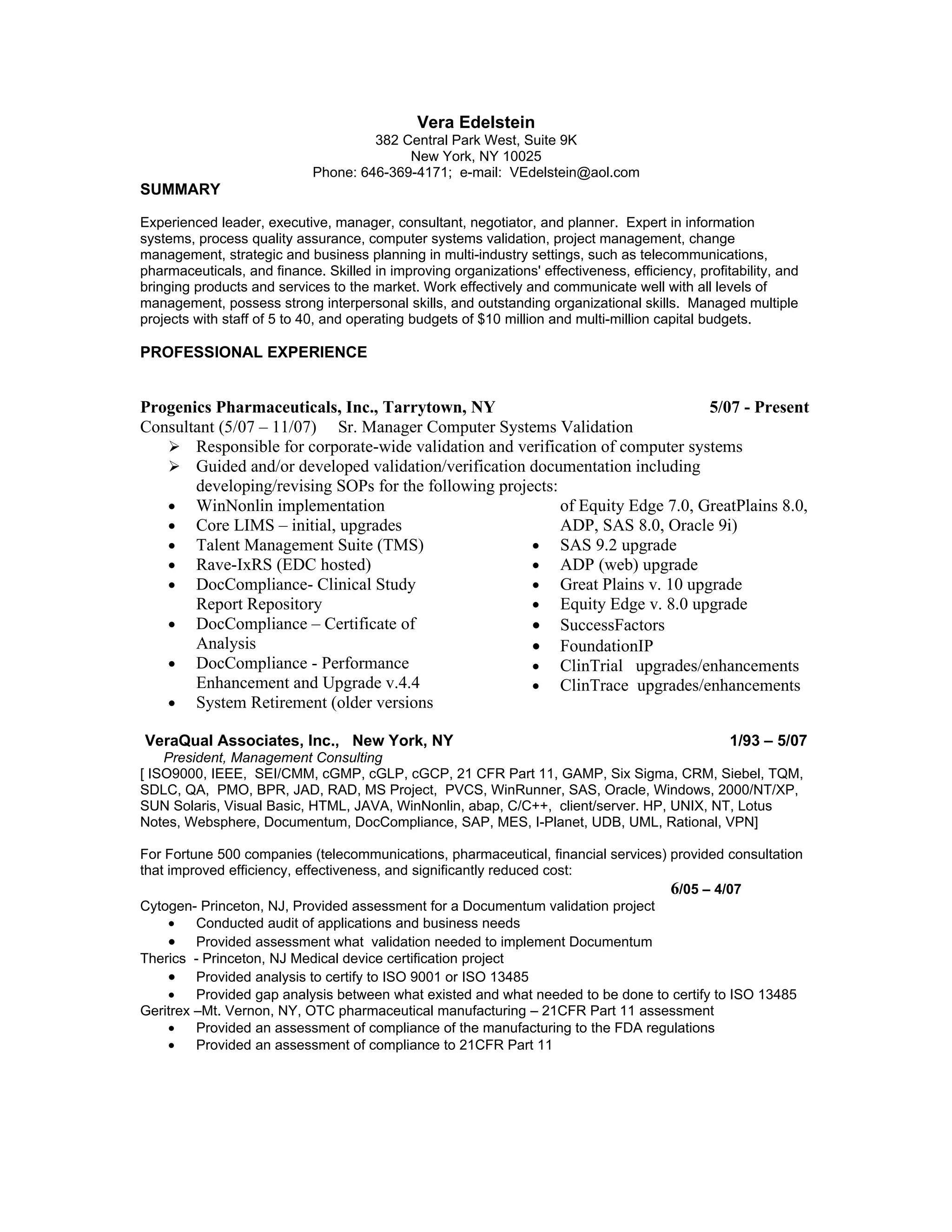 V Edelstein Resume Progenics 12 10 | DOC