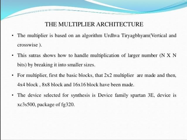 VEDIC MULTIPLIER FOR "FPGA" | PPT