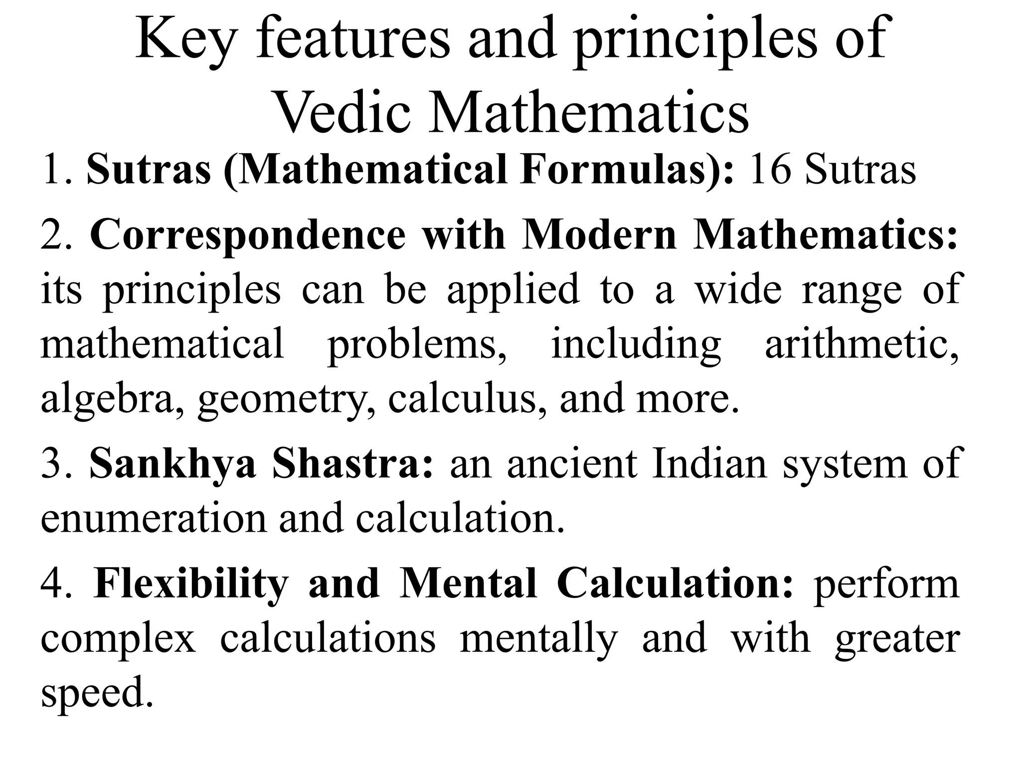 Vedic Mathematics 16 sutras with example problems | PPTX