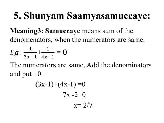 Vedic Mathematics 16 sutras with example problems | PPTX | Hinduism | Religion & Spirituality