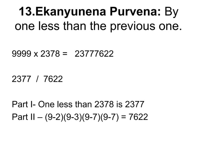 Vedic Mathematics 16 sutras with example problems | PPTX | Hinduism | Religion & Spirituality