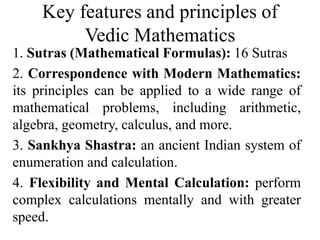 Vedic Mathematics 16 sutras with example problems | PPTX