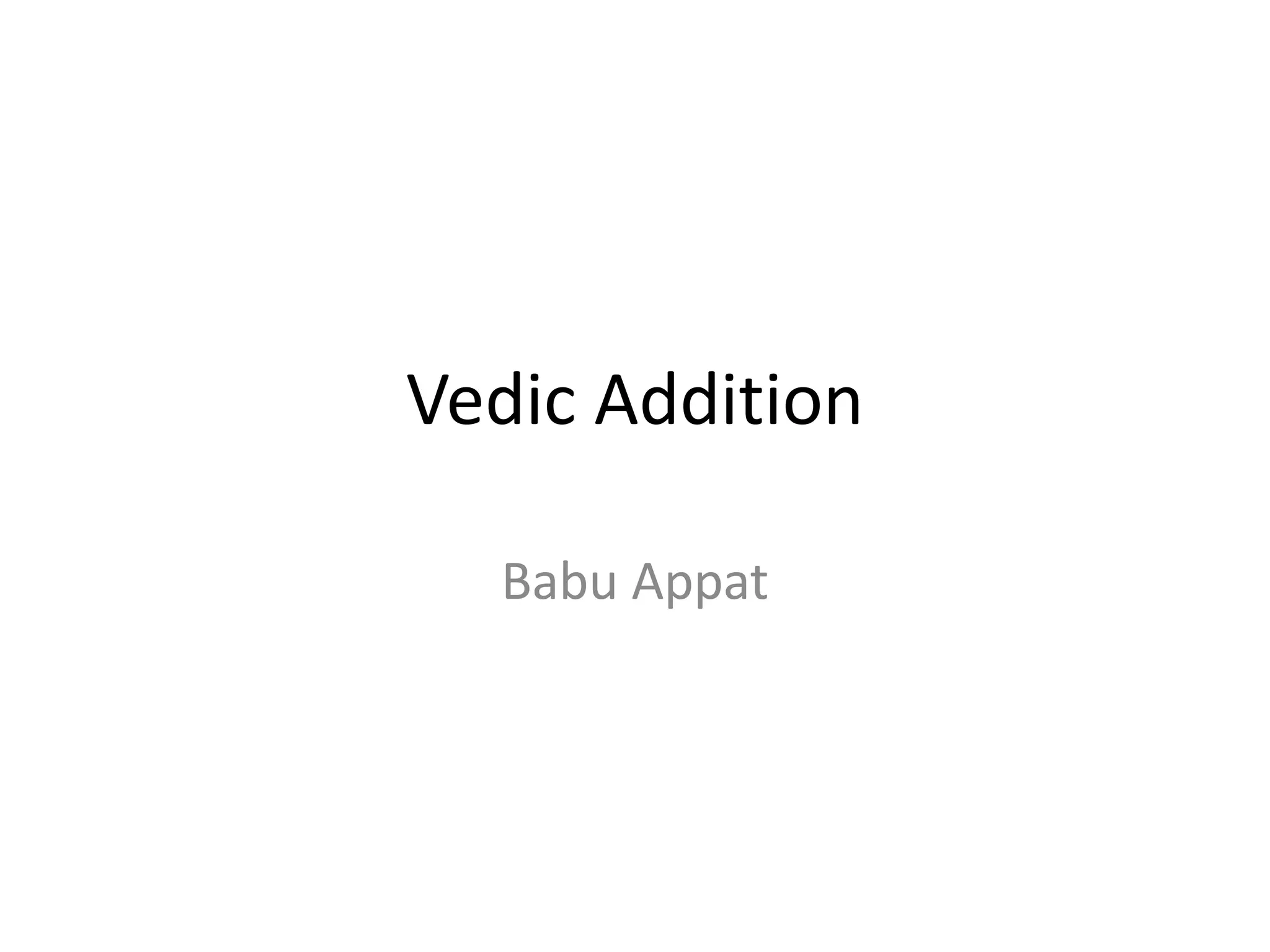Vedic Addition | PPTX