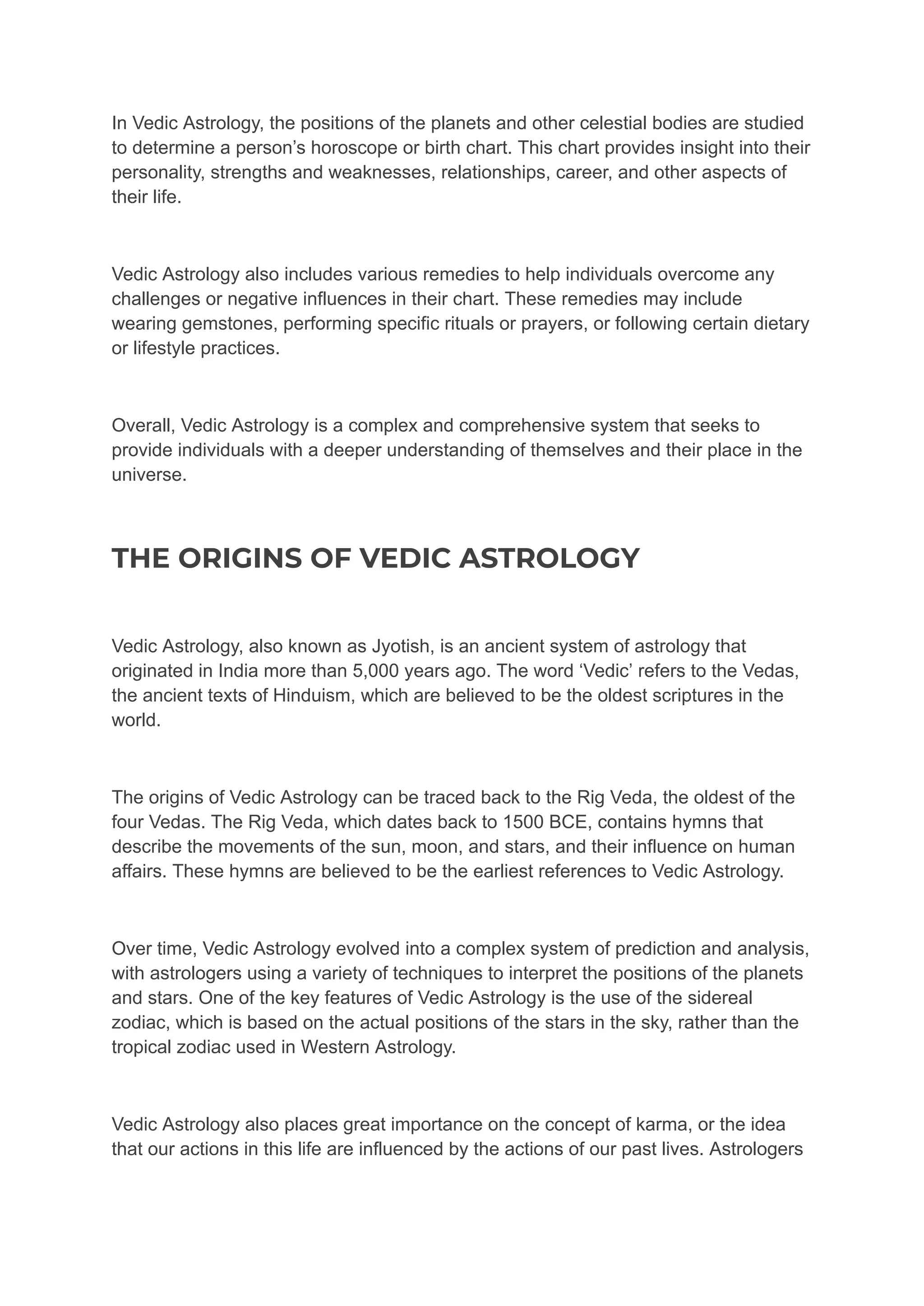 What is Vedic Astrology? - The Origins of Vedic Astrology. | PDF