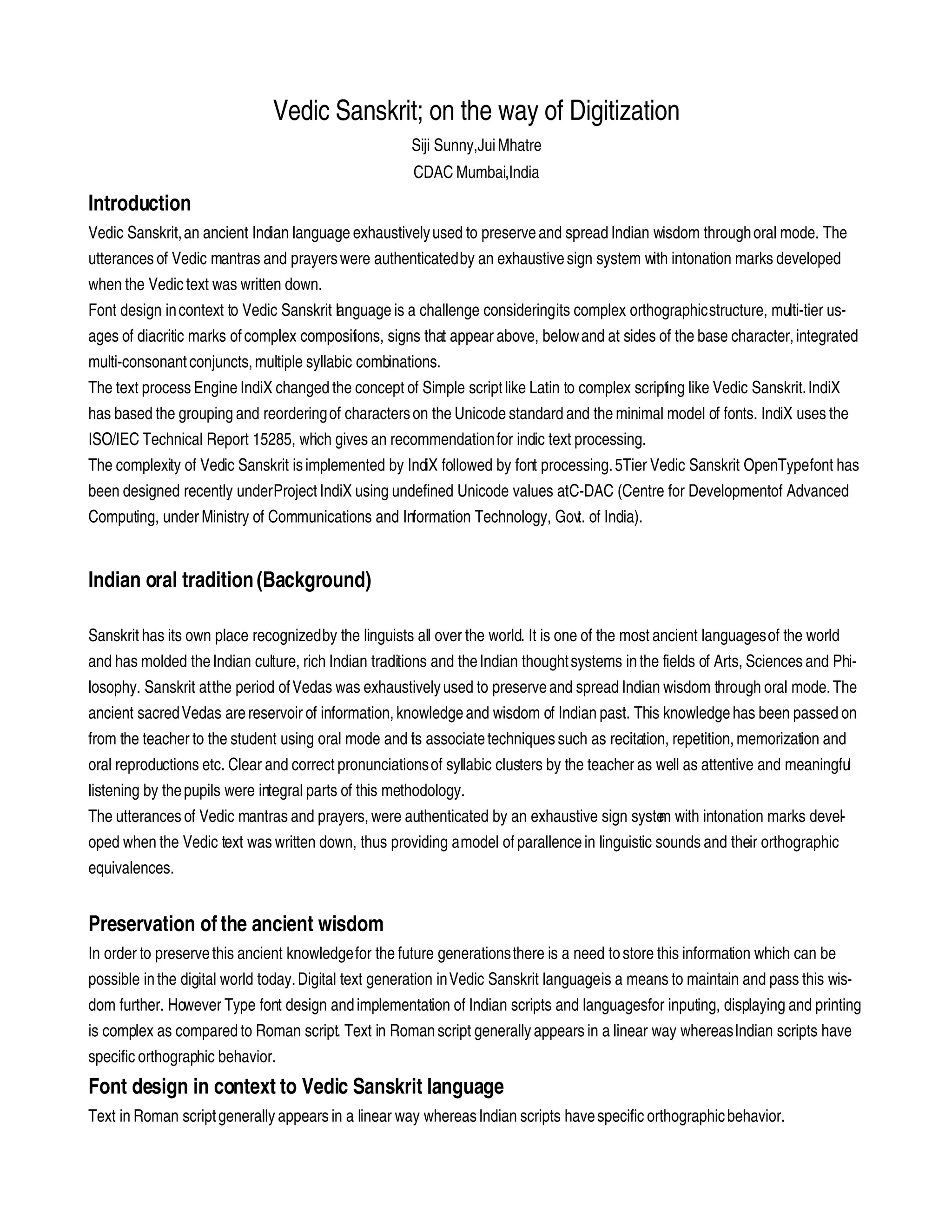 Vedic Sanskrit-on the way of Digitization | PDF