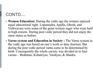 Vedic education education details for b.ed first year students | PDF