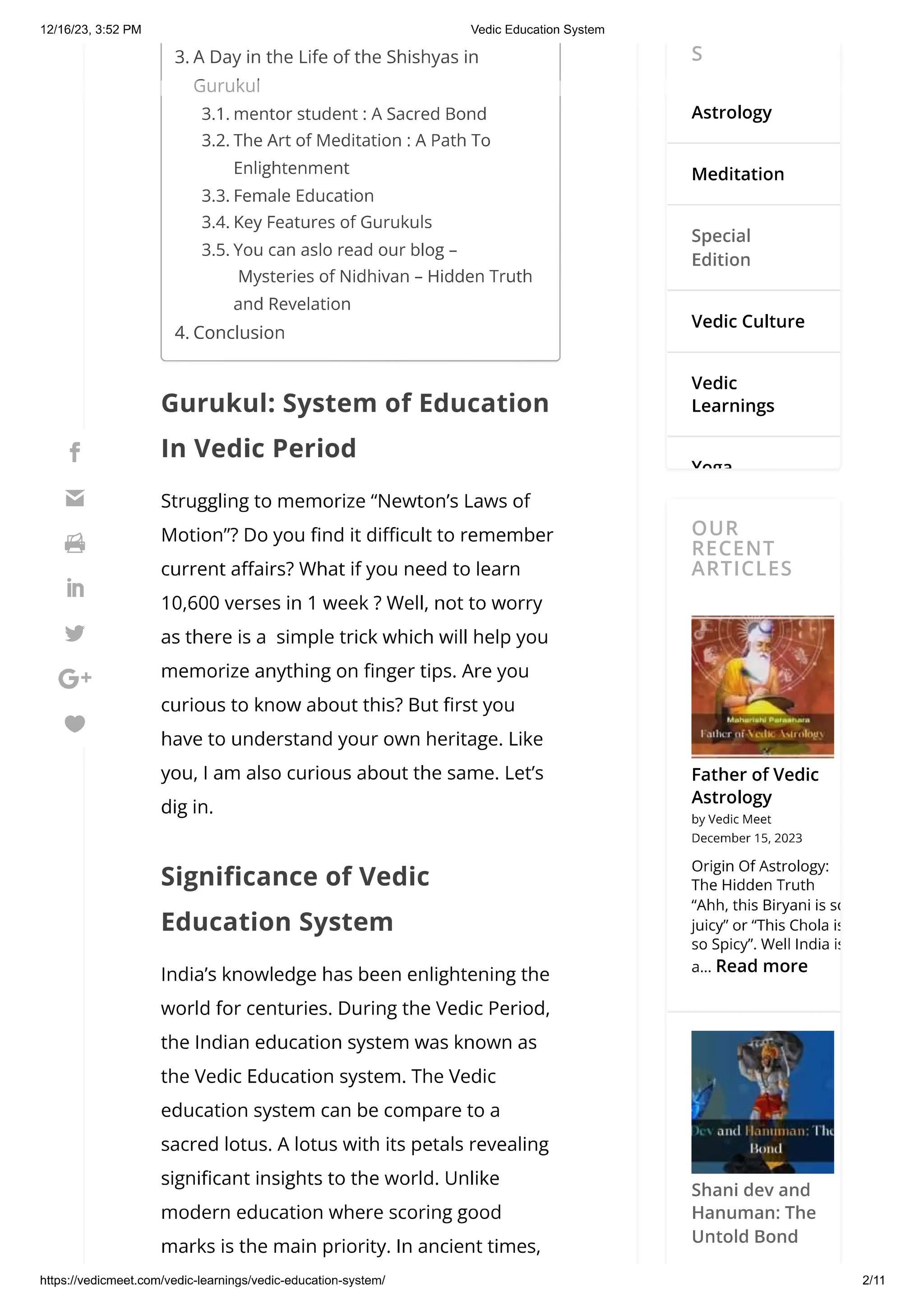 Vedic education system - In Vedic period | PDF