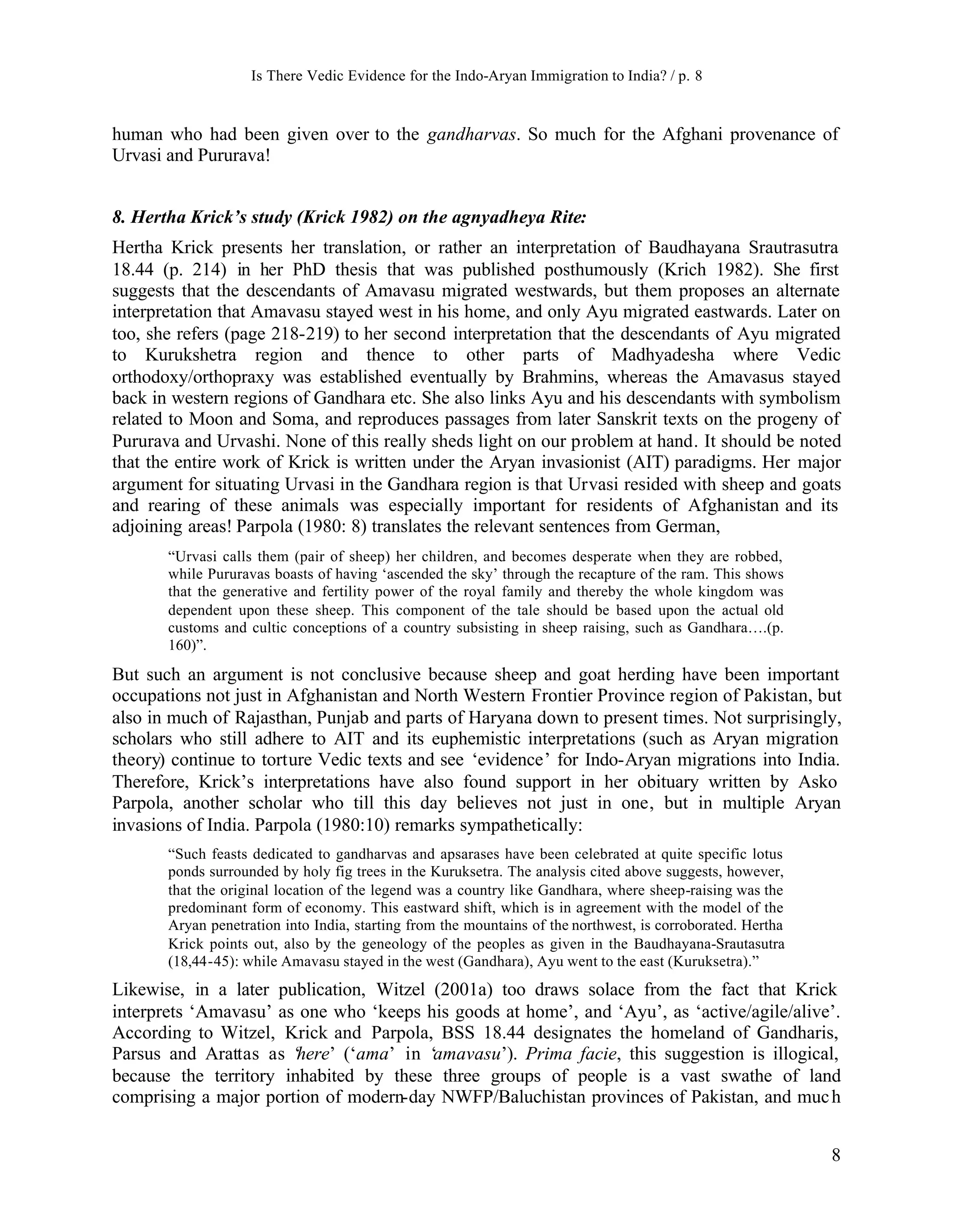 Vedic evidence for Aryan Migration (AMT) puratattva? | PDF