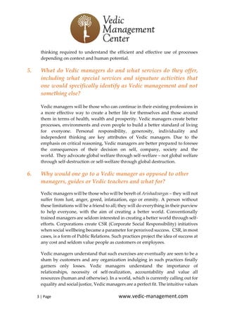 Vedic management fa qs | PDF